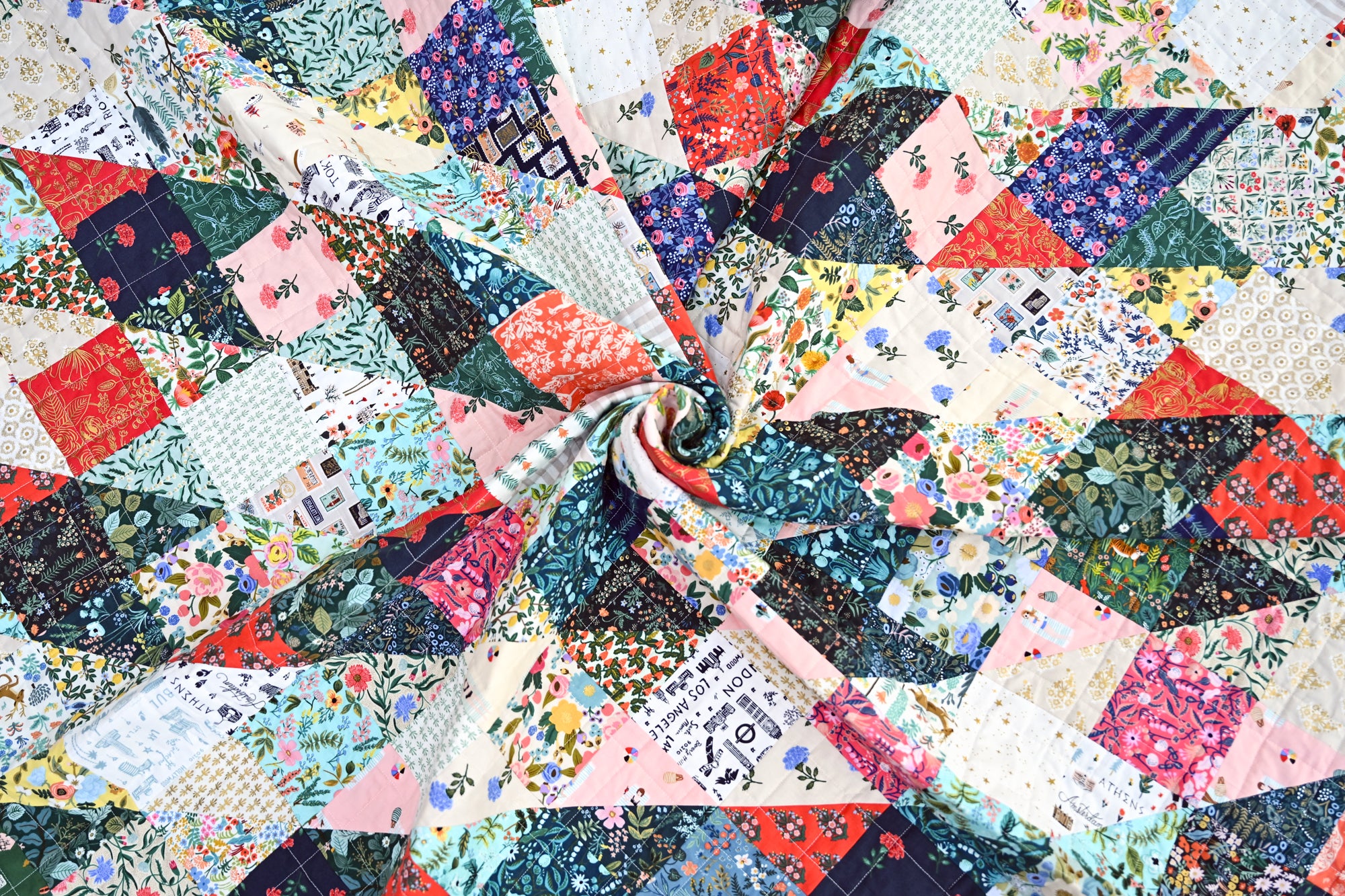 A Scrappy, Rifle Paper Co. Greta Quilt – Kitchen Table Quilting