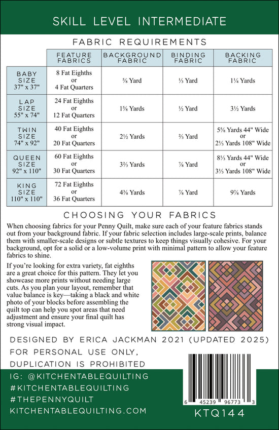 The Penny Quilt PDF Pattern – Kitchen Table Quilting