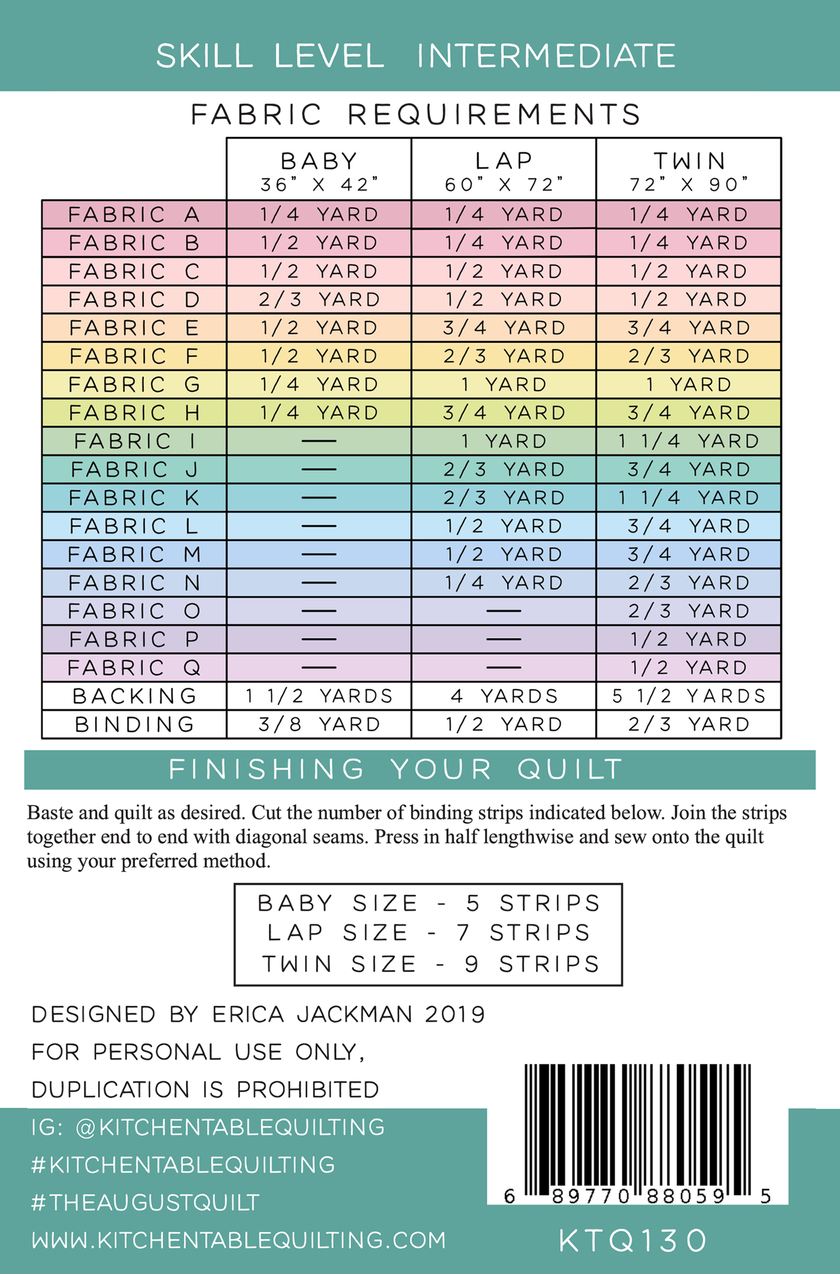 The August Quilt PDF Pattern – Kitchen Table Quilting